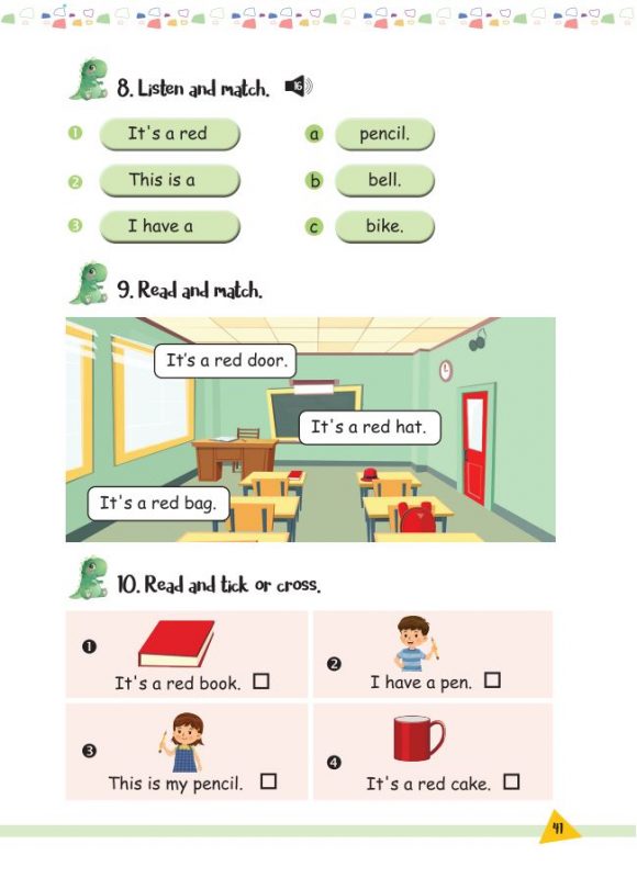 Bài tập Tiếng Anh lớp 1 Unit 6 - In the classroom kèm file PDF
