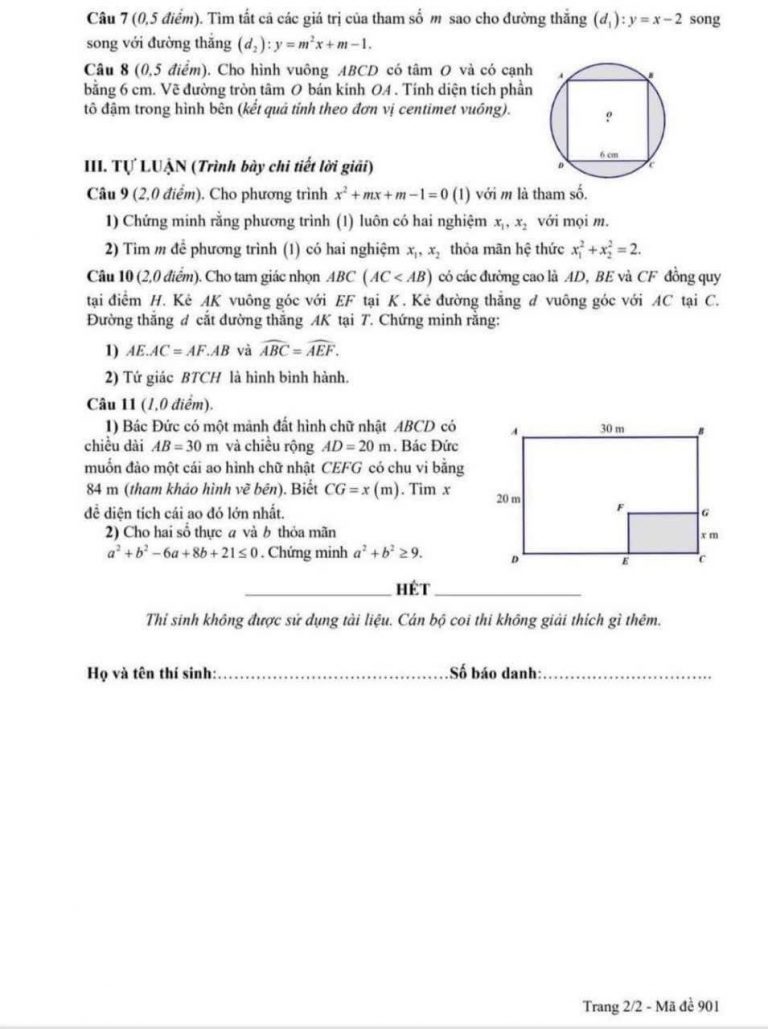 Đề thi thử vào lớp 10 môn Toán năm 2025 – 2026 kèm đáp án PDF