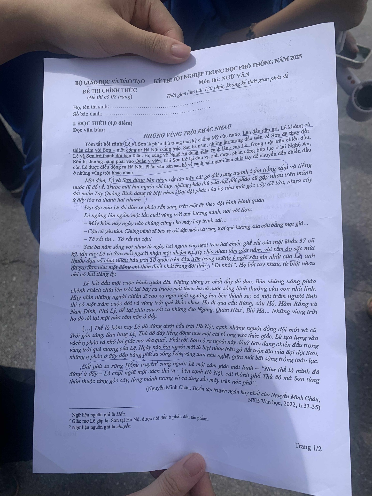 Đáp án đề thi tốt nghiệp THPT Quốc Gia môn Ngữ Văn 2025